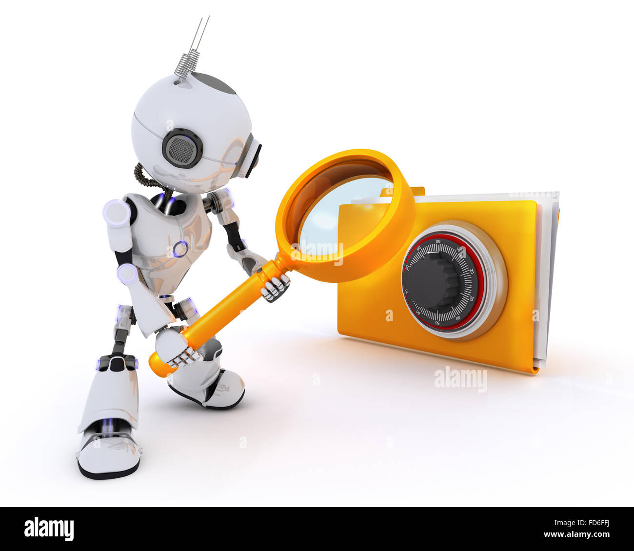 3D Render of a Robot searching files Stock Photo - Alamy