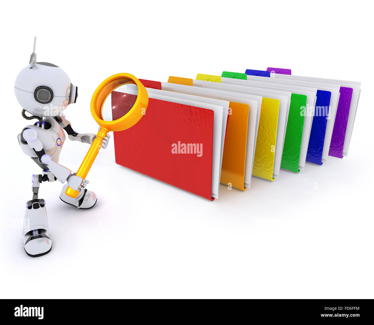 3D Render of a Robot searching files Stock Photo - Alamy