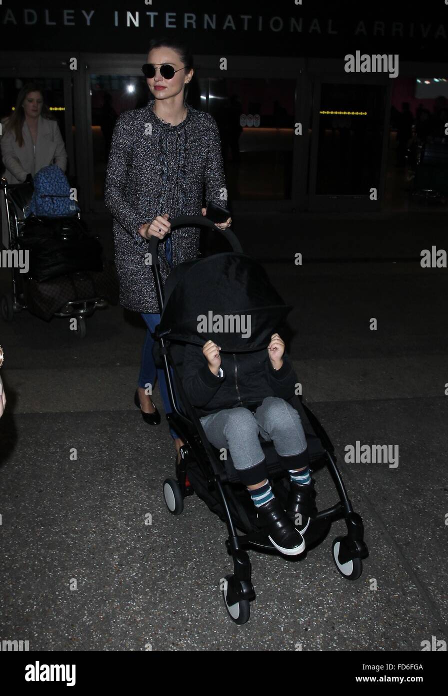 Miranda Kerr and son Flynn Christopher Bloom arrive at Los Angeles ...