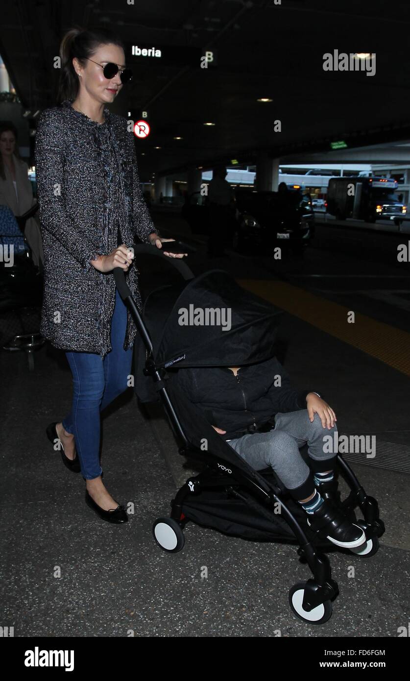 Miranda Kerr and son Flynn Christopher Bloom arrive at Los Angeles ...