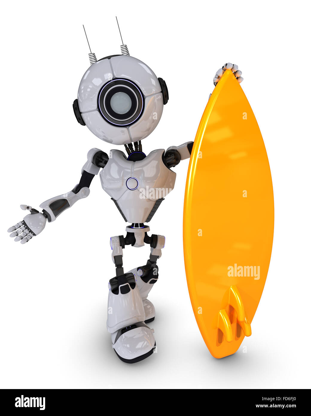 3D Render of a Robot surfer Stock Photo - Alamy