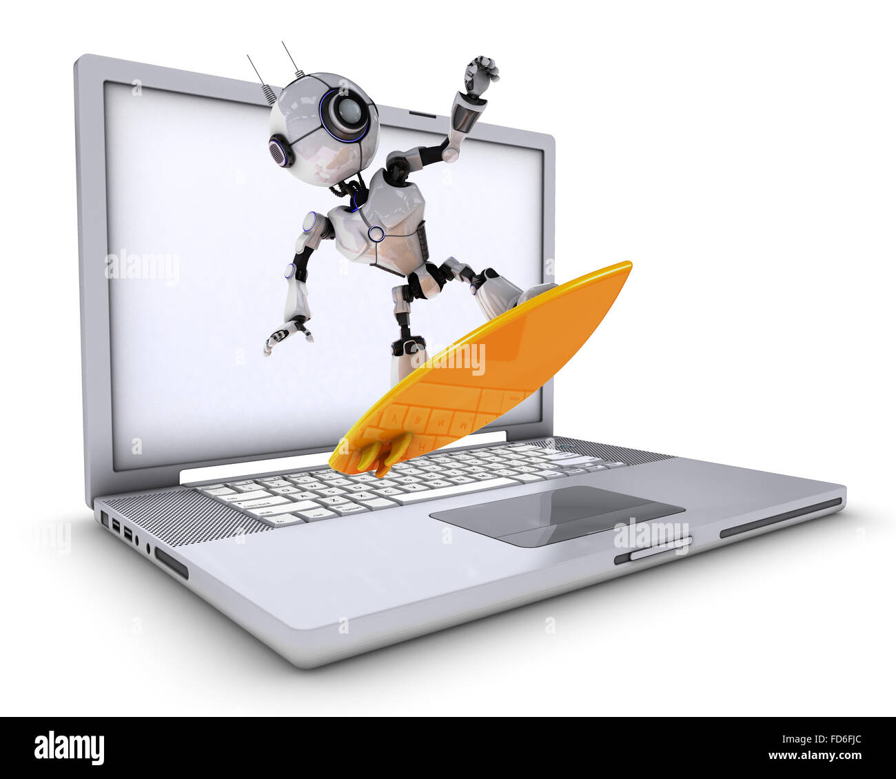 3D Render of a Robot surfer Stock Photo - Alamy
