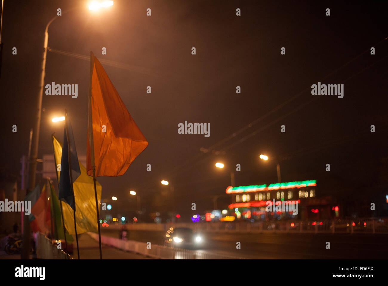 Flags At Roadside Stock Photo - Alamy