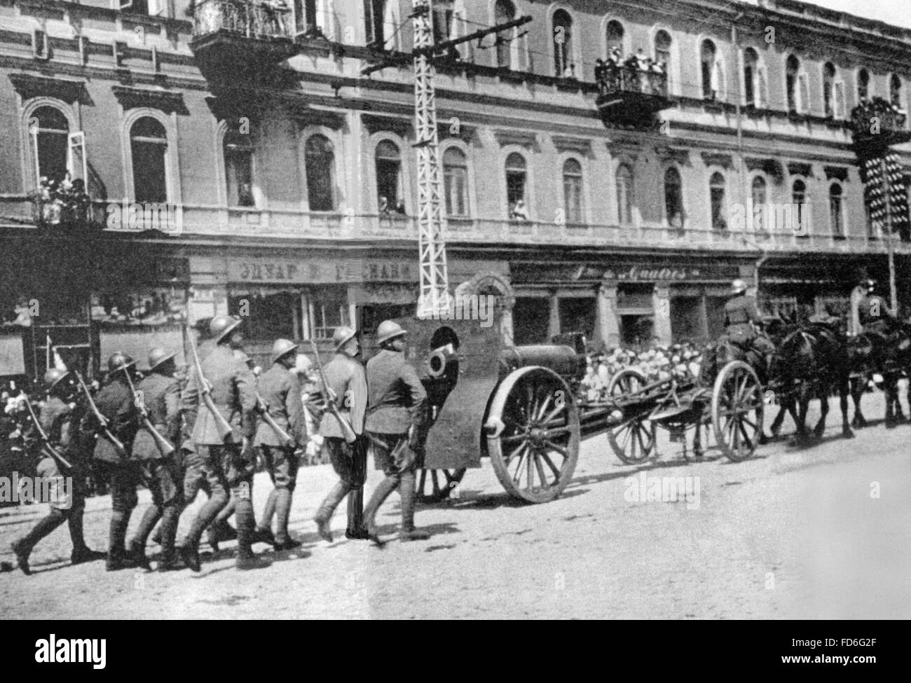 During victory parade in Black and White Stock Photos & Images - Alamy