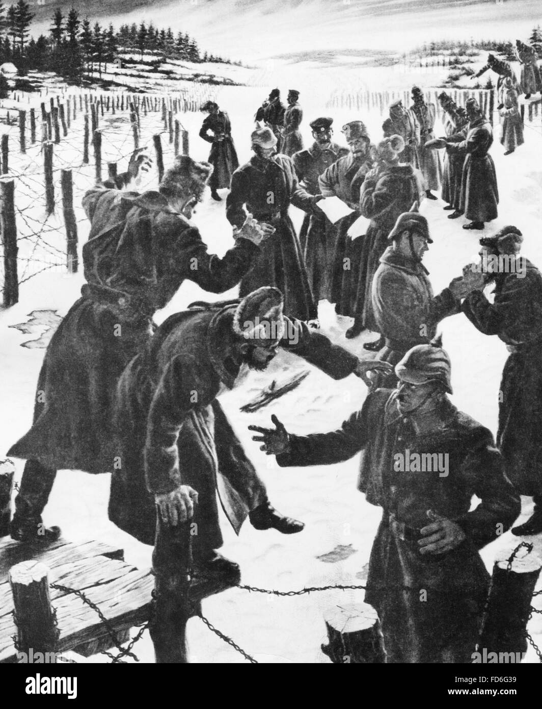 Conclusion of peace between Germans and Russians, 1917 Stock Photo - Alamy