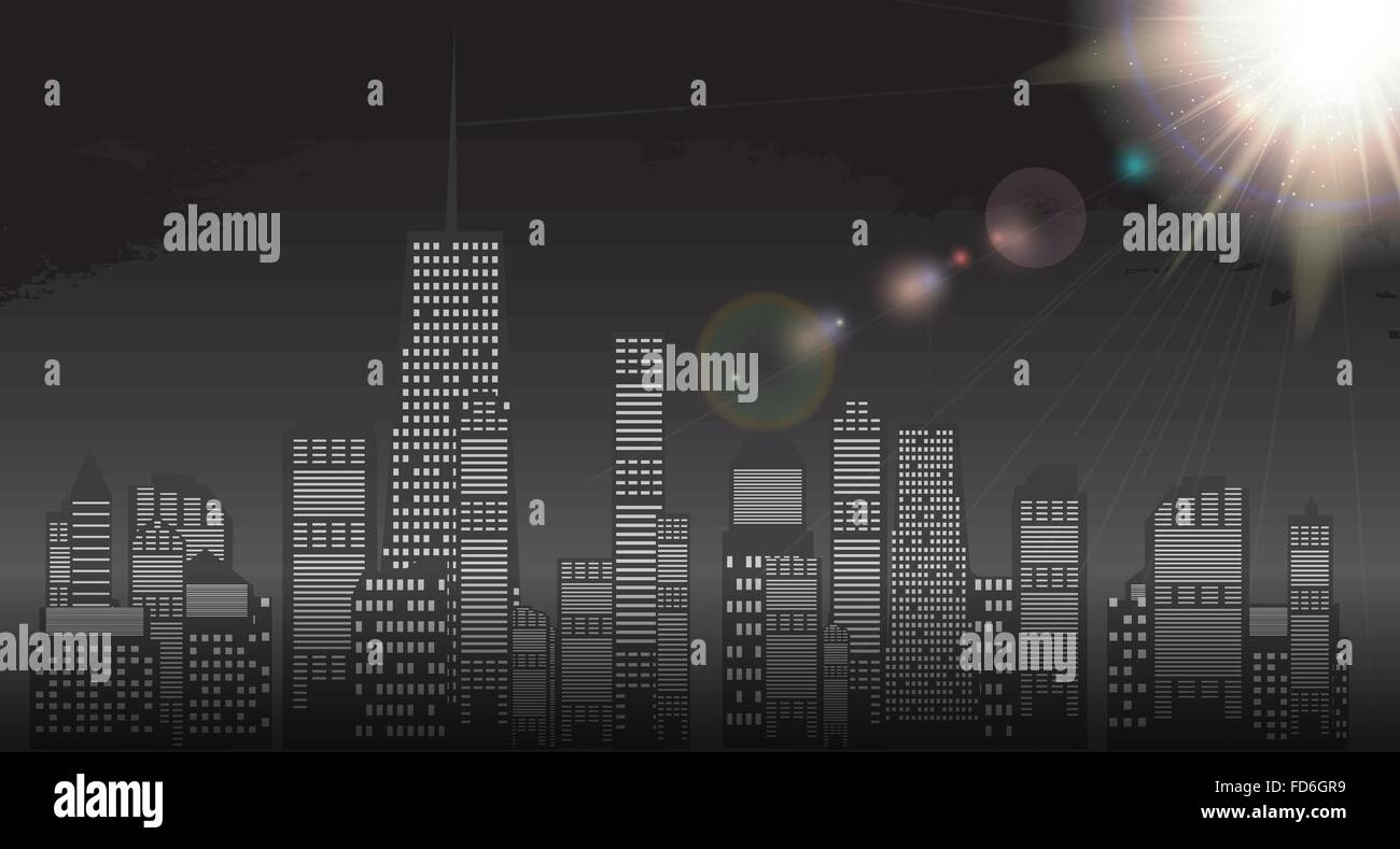 Business city in background of sunset Stock Vector Image & Art - Alamy