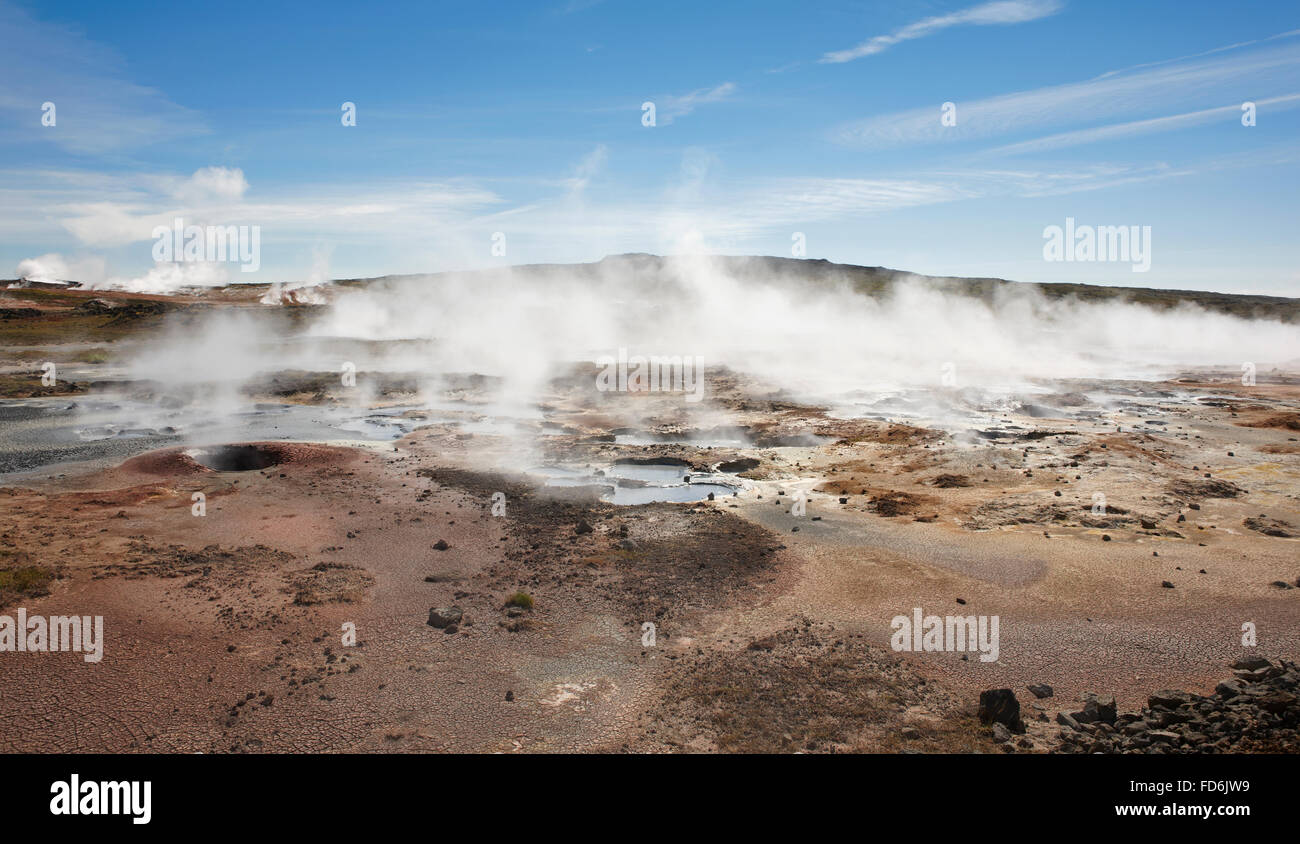 Icelandic landscape with active geothermal area Stock Photo - Alamy