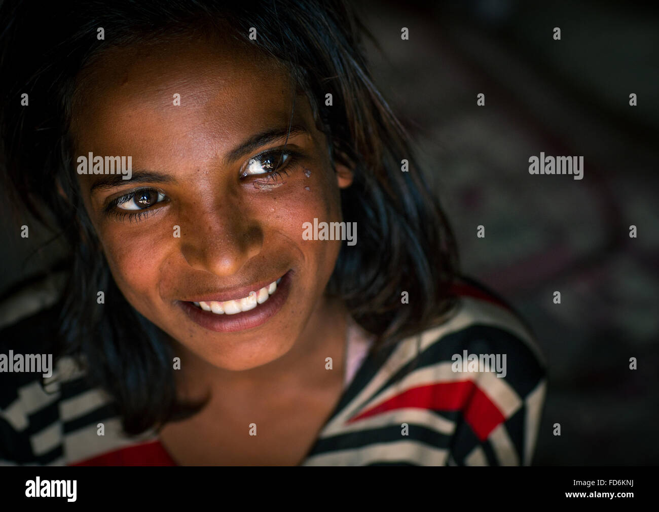 smiling gypsy teenage girl, Central County, Kerman, Iran Stock Photo ...