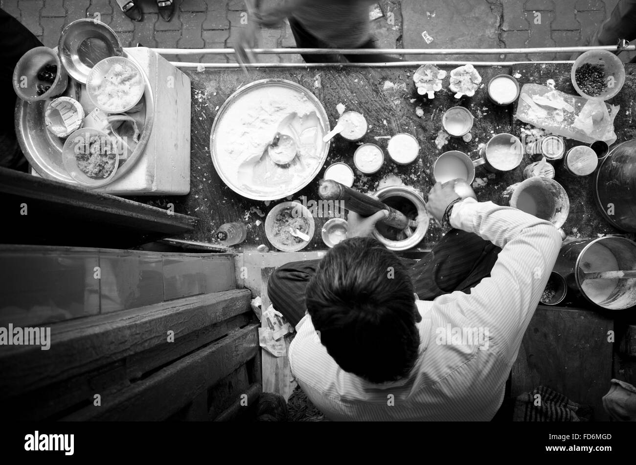 Lassi shop Black and White Stock Photos & Images - Alamy