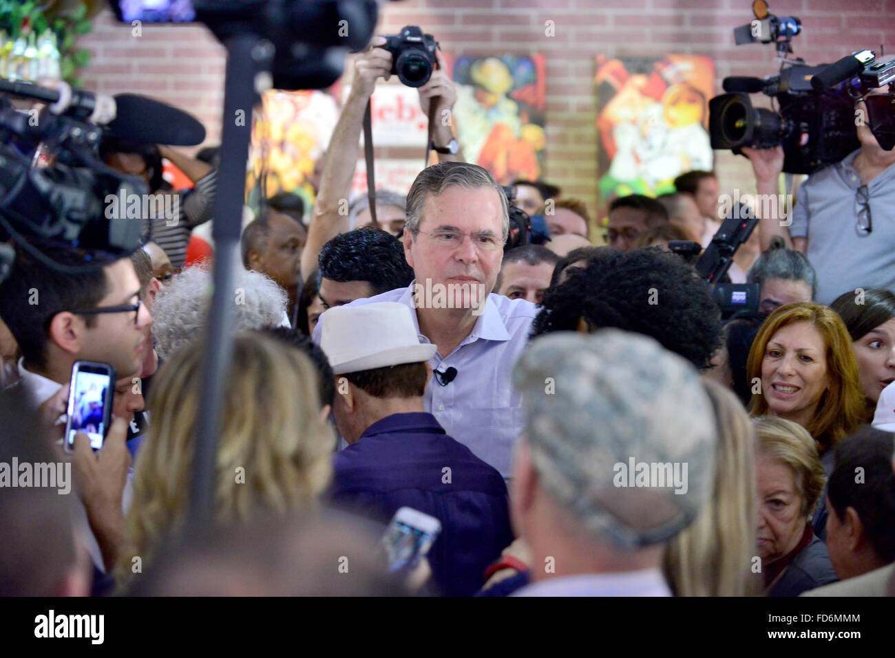 GOP candidate Jeb Bush holds a meet and greet at Chico's Restaurant in ...