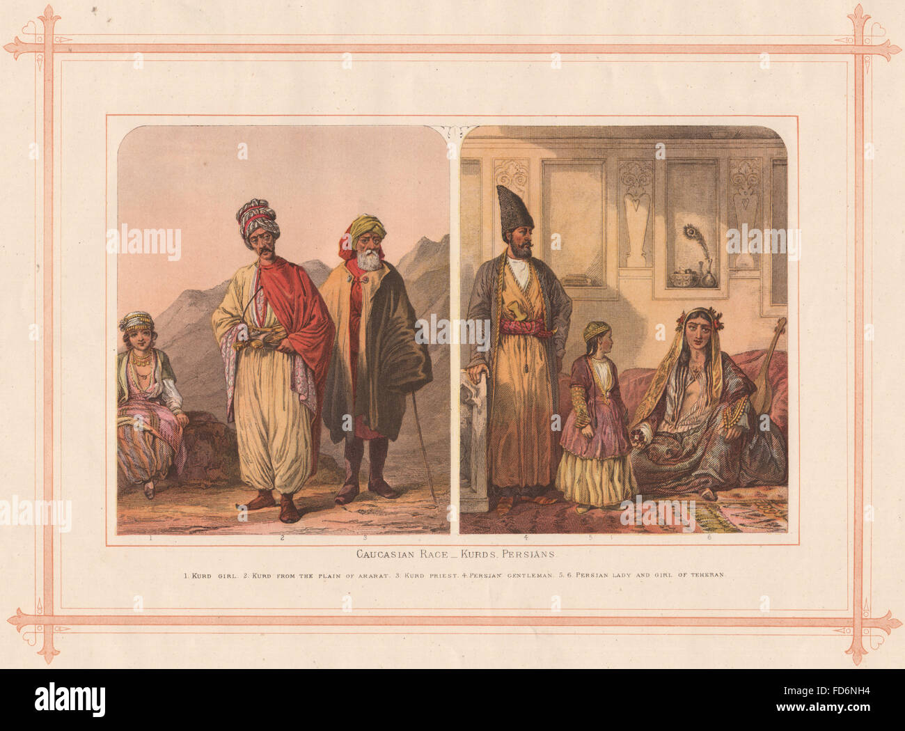 KURDS & PERSIANS: Girl. Ararat. Priest. Gentleman. Tehran. Lady, print ...