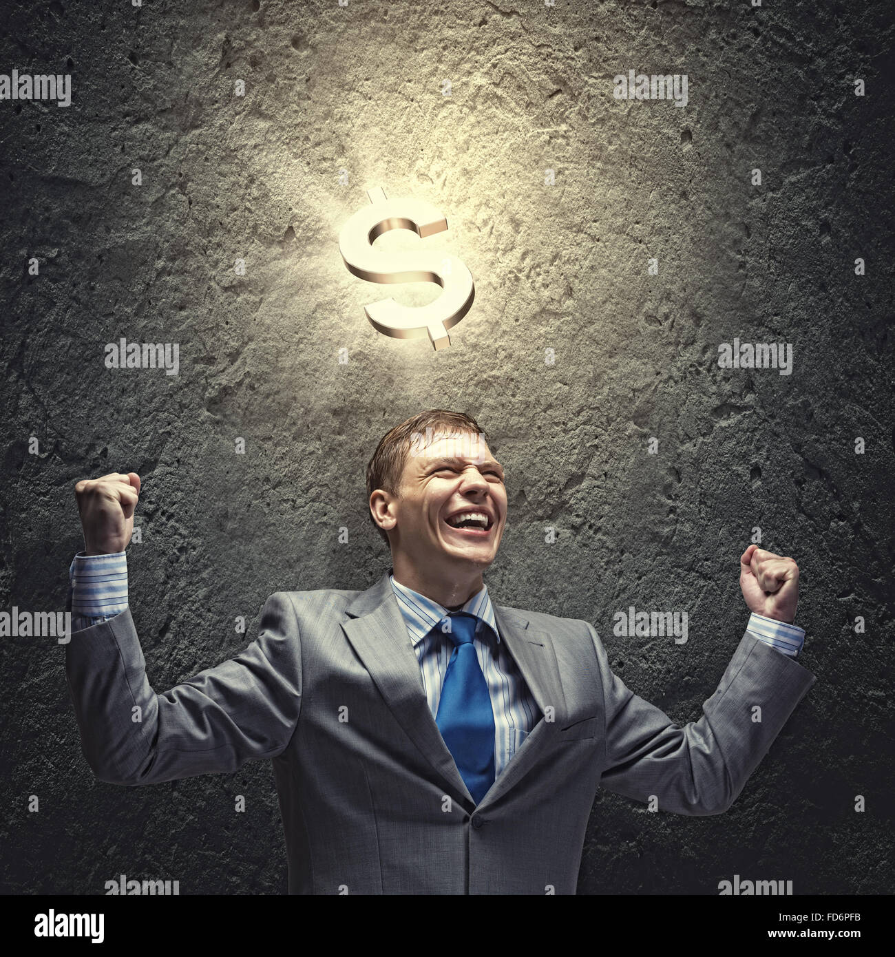 Successful businessman screaming in sky hi-res stock photography and ...