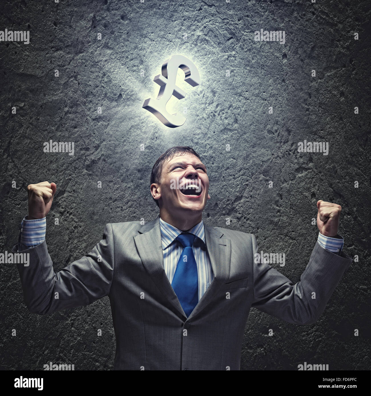 Successful businessman screaming in sky hi-res stock photography and ...