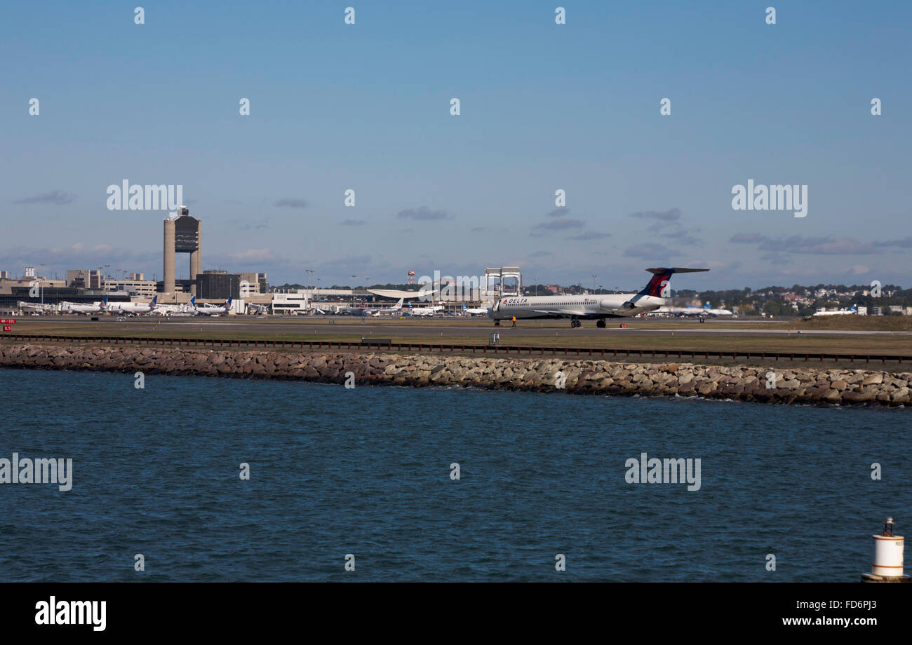 The Runway at Logan International Airport Boston from the sea Boston ...