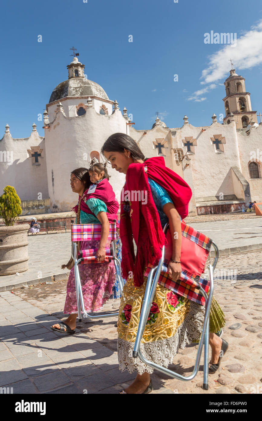Indigenous pilgrims holds a procession past the Sanctuary of Atotonilco ...