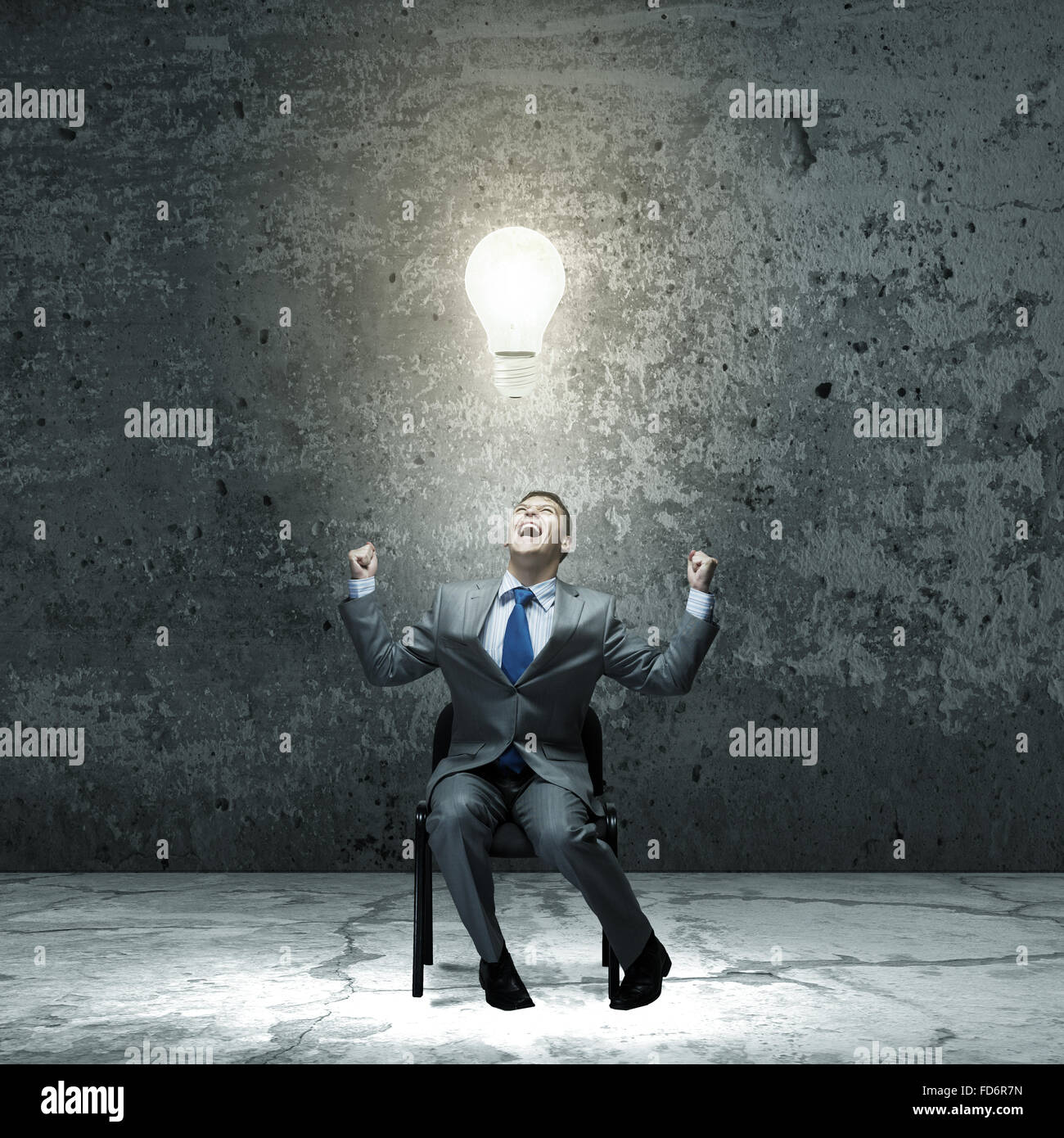 Successful businessman screaming in sky hi-res stock photography and ...