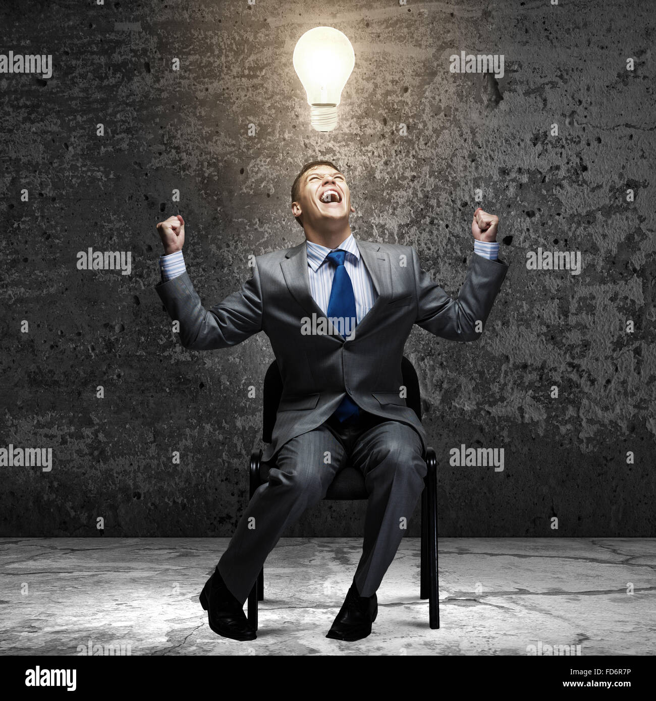 Successful businessman screaming in sky hi-res stock photography and ...