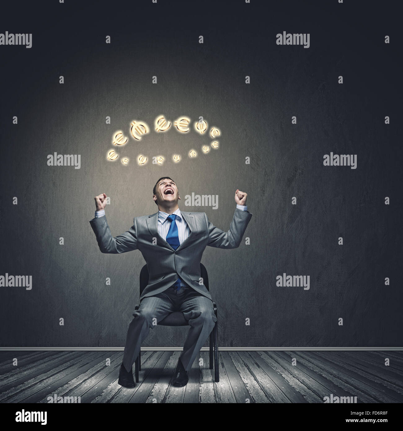 Successful businessman screaming in sky hi-res stock photography and ...