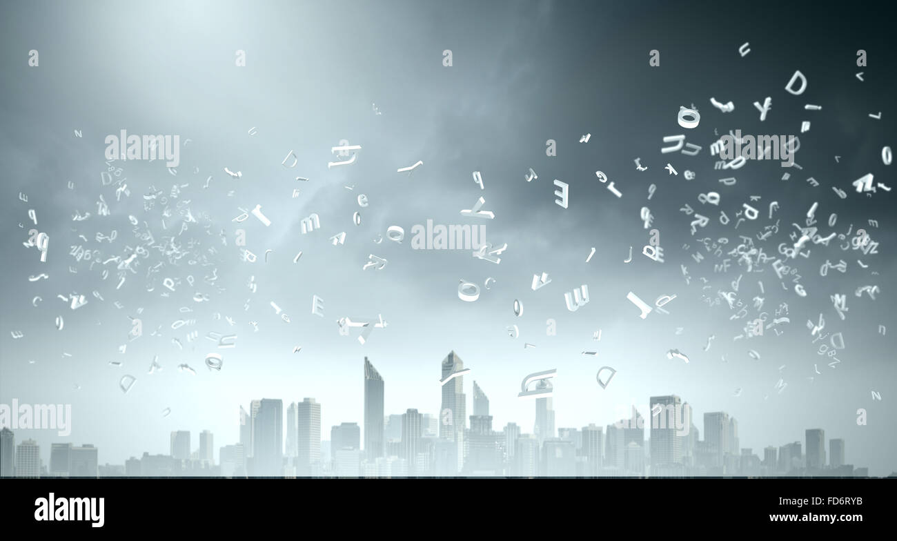 Dark background image of modern city scene Stock Photo - Alamy