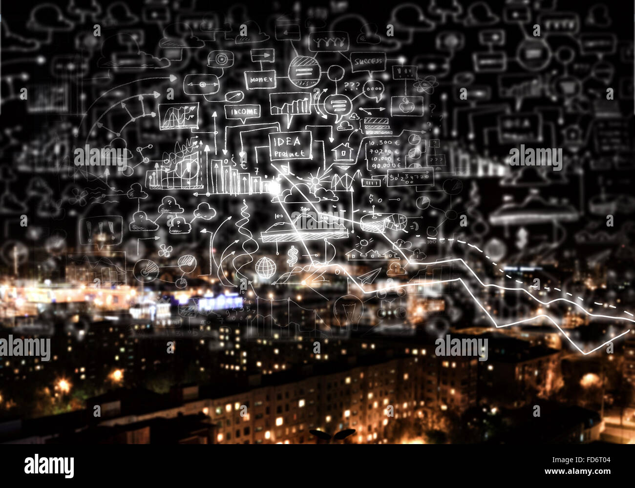 Strategy background image with sketches and drawings Stock Photo - Alamy