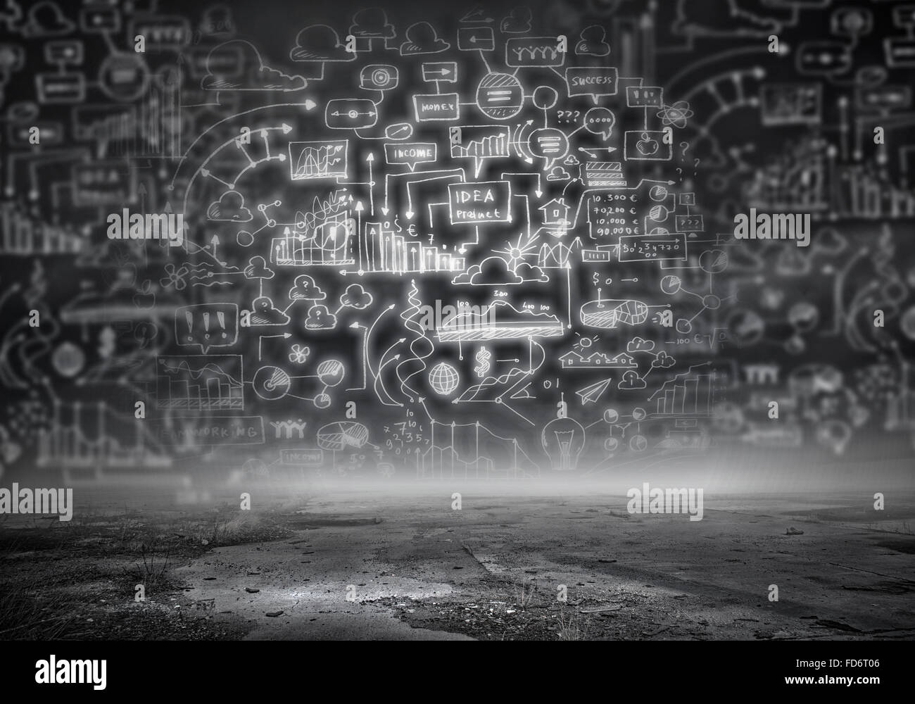 Strategy background image with sketches and drawings Stock Photo - Alamy