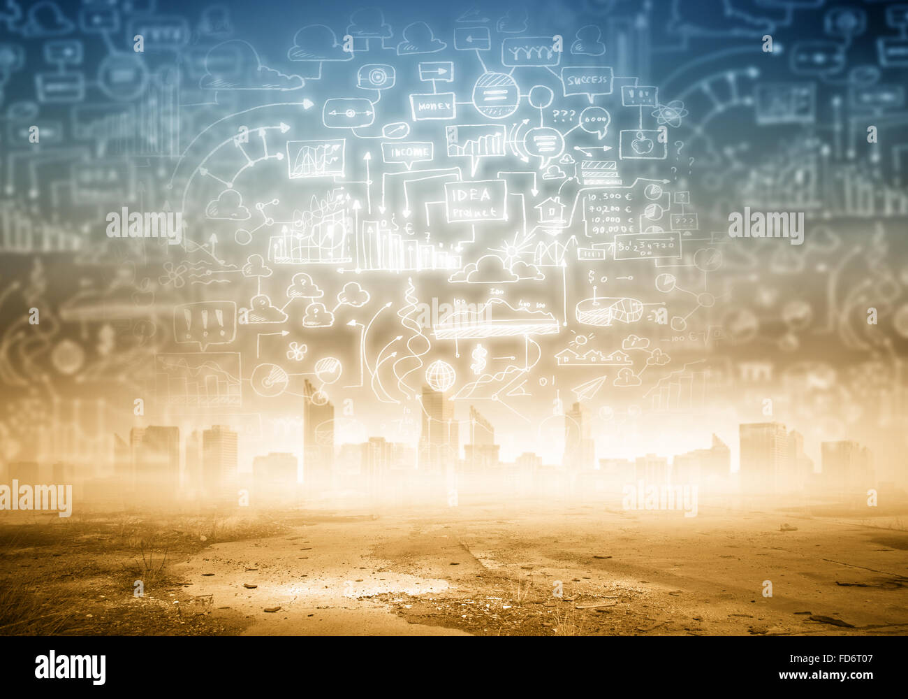 Strategy background image with sketches and drawings Stock Photo - Alamy