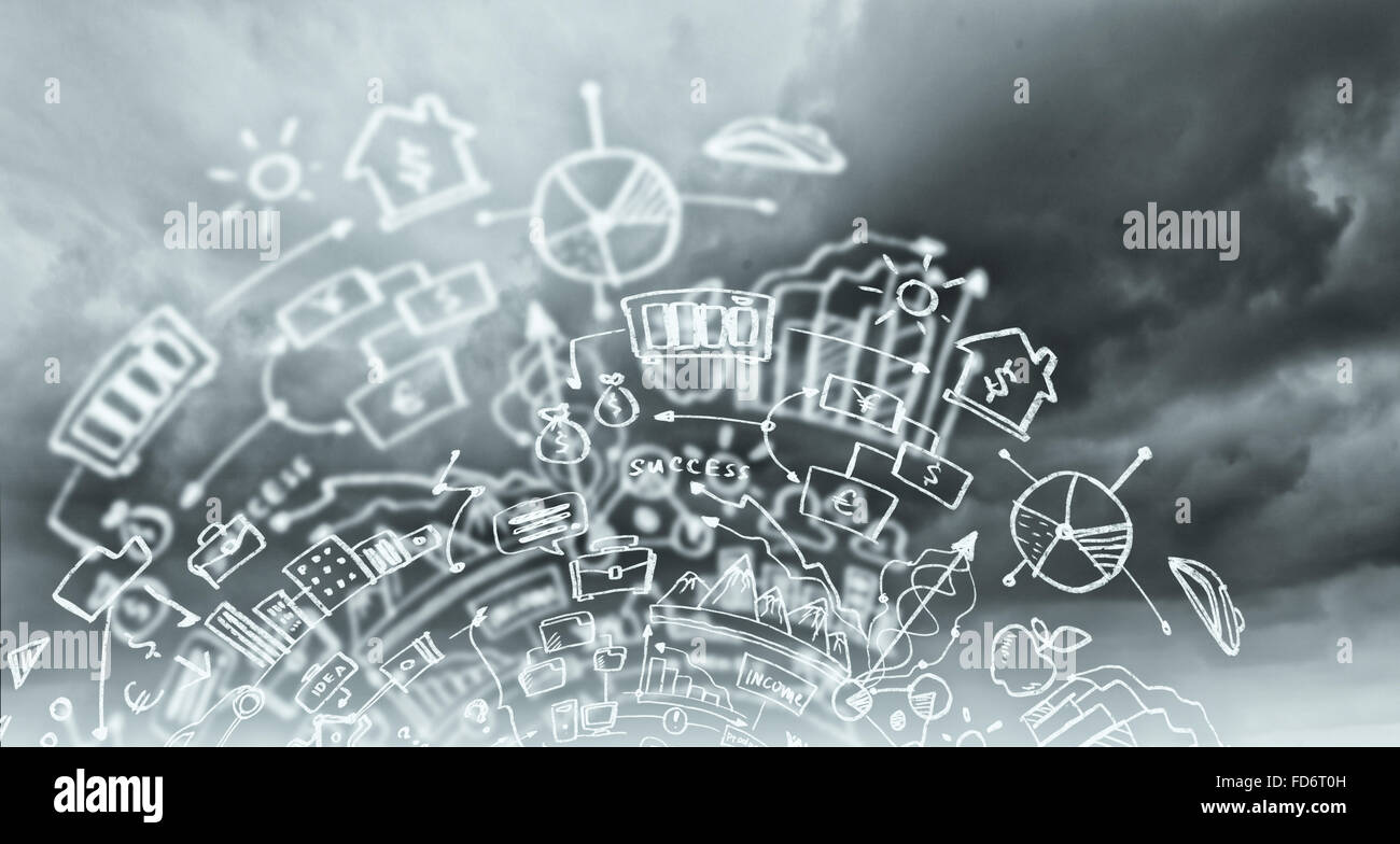Strategy background image with sketches and drawings Stock Photo - Alamy