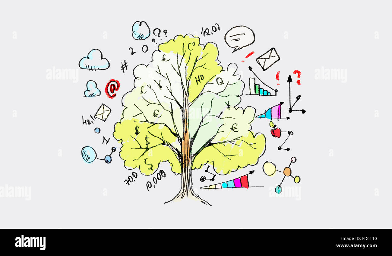 Sketch color image of business strategy plan Stock Photo - Alamy