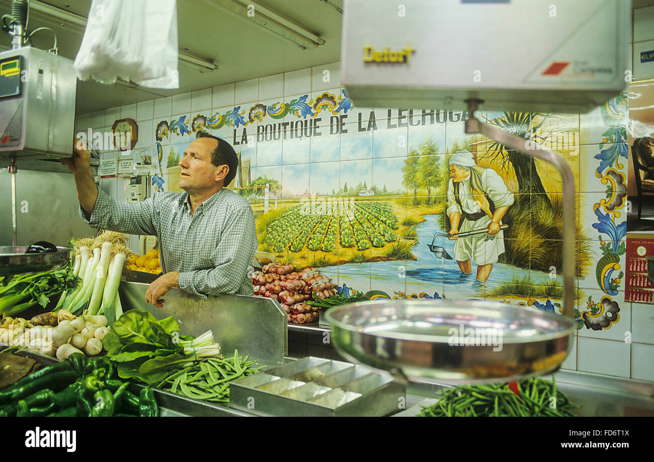 Vegetable shop, in Central Market,Valencia,Spain Stock Photo - Alamy