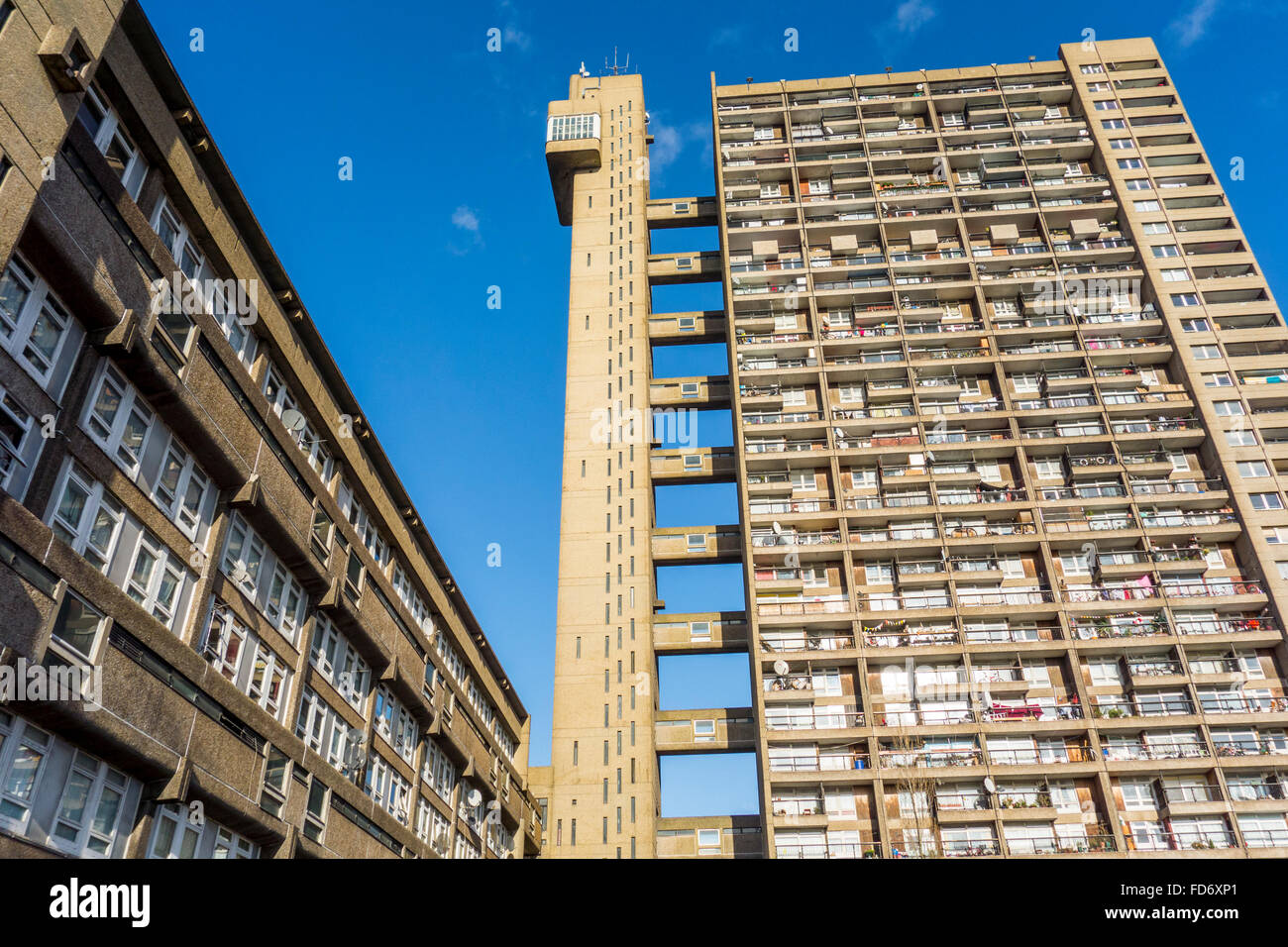 Brutalist architecture of Trellick Tower high rise block of flats and ...