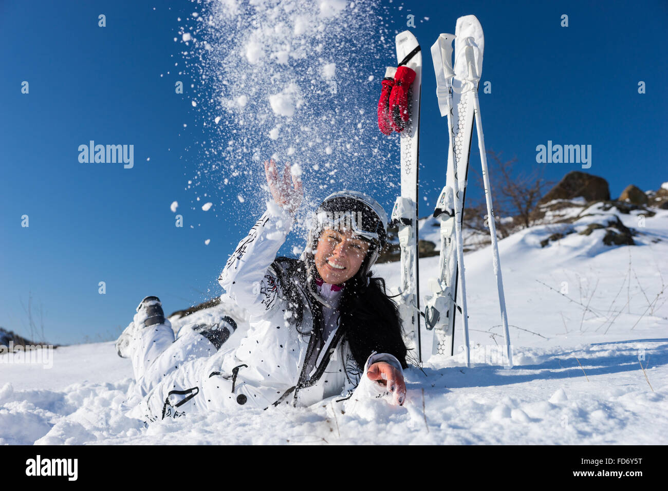 Woman lying on stomach hi-res stock photography and images - Alamy