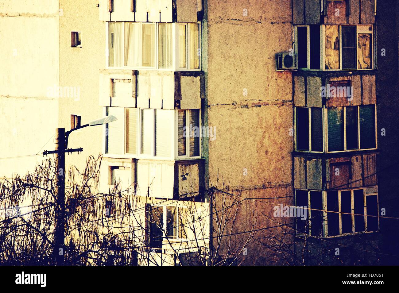 View Of Old Apartment Building Stock Photo - Alamy