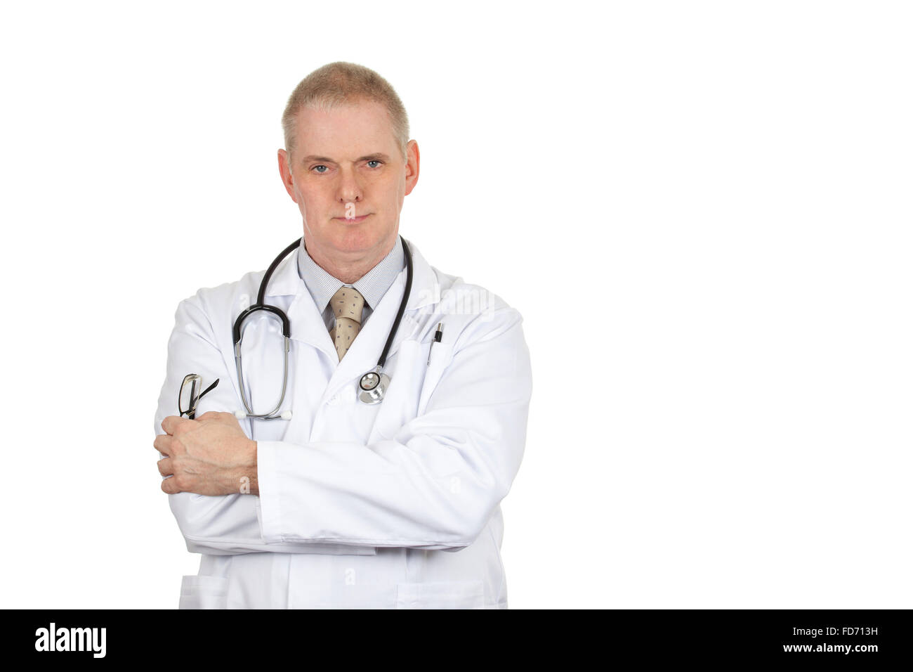 Portrait of a doctor wearing a white coat and stethoscope Stock Photo ...
