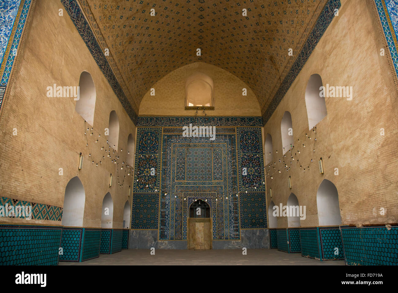 prayer room of the friday mosque, Central County, Kerman, Iran Stock ...