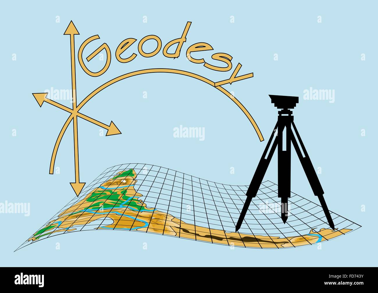 geodesy. theodolite on tripod with abstract map Stock Vector Image ...