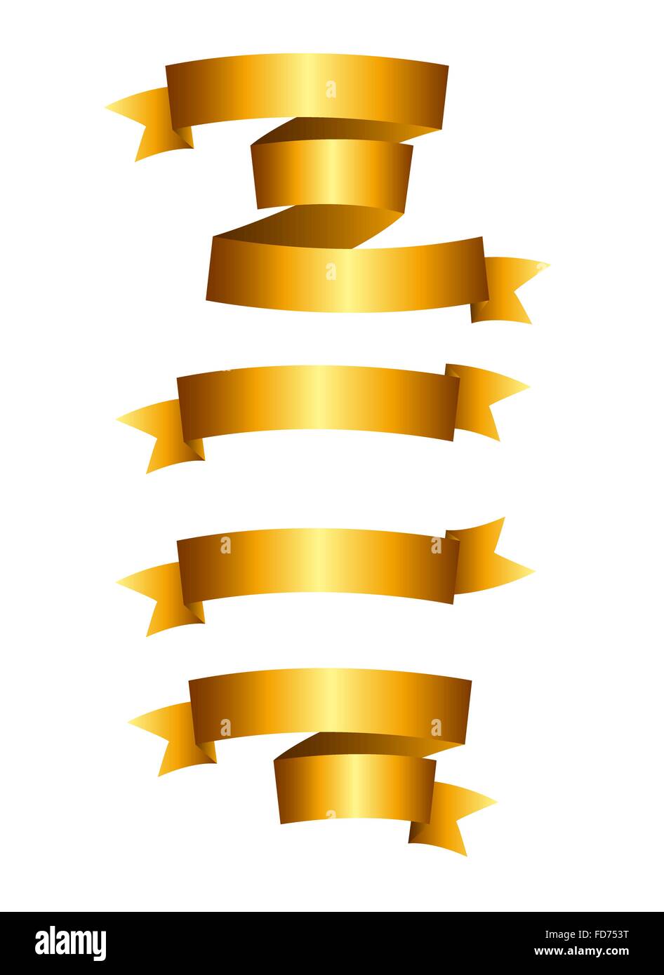 Beautiful Gold Ribbon Label Set Vector Illustration Stock Vector Image ...