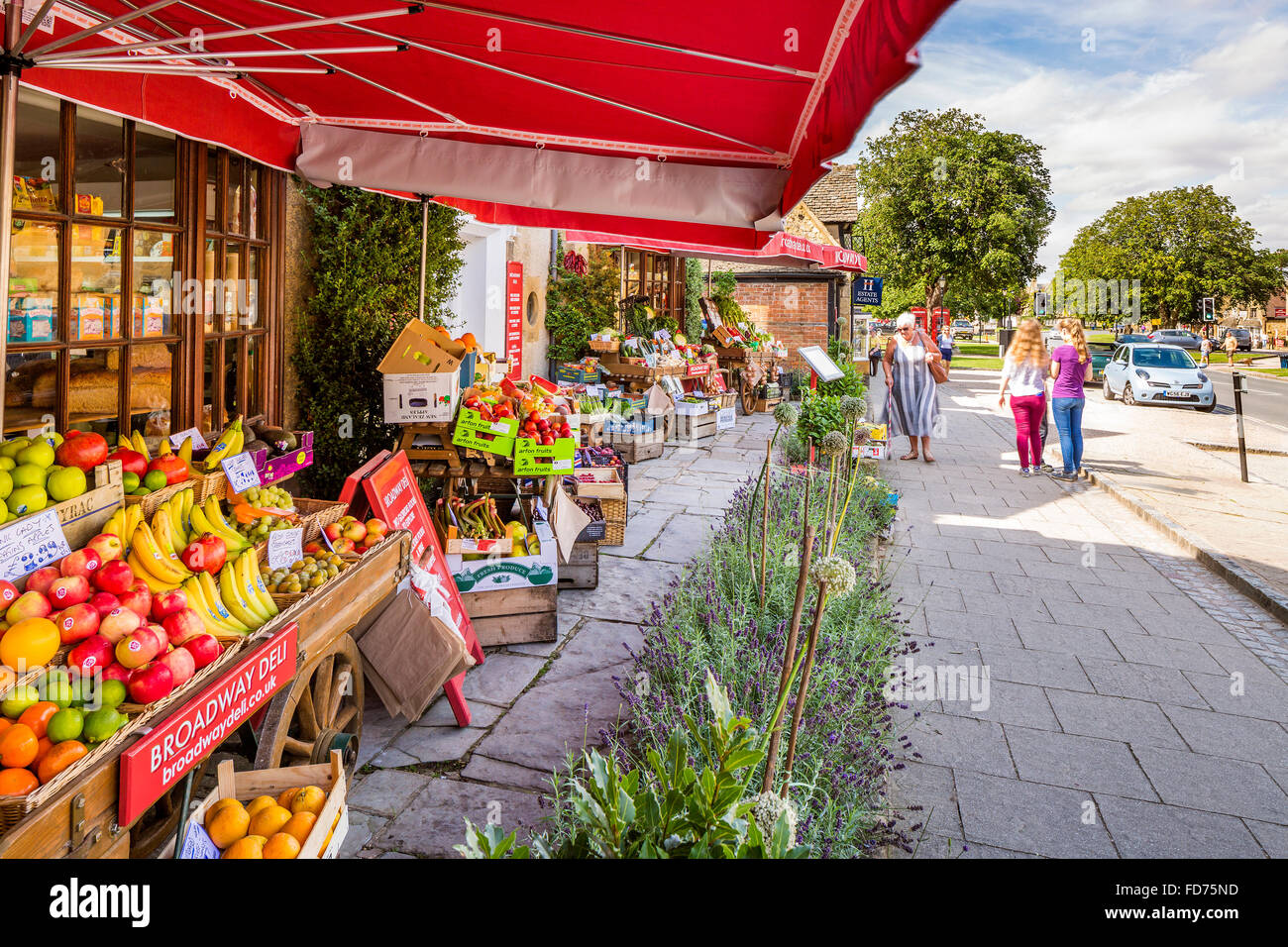 The display of a well stocked village shop at Broadway, Worcestershire ...