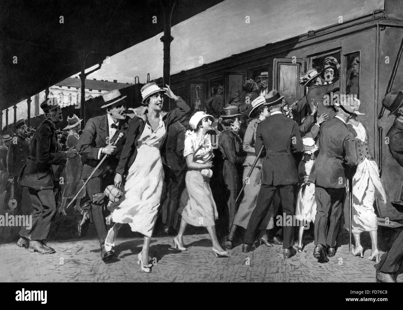 Farewell scene at the train station, 1919 Stock Photo - Alamy
