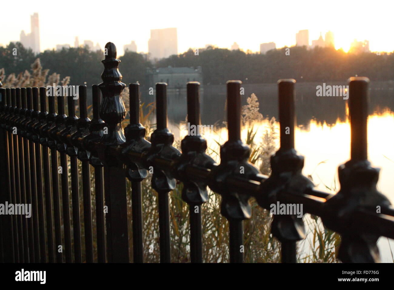 Sunset over central Park Stock Photo - Alamy
