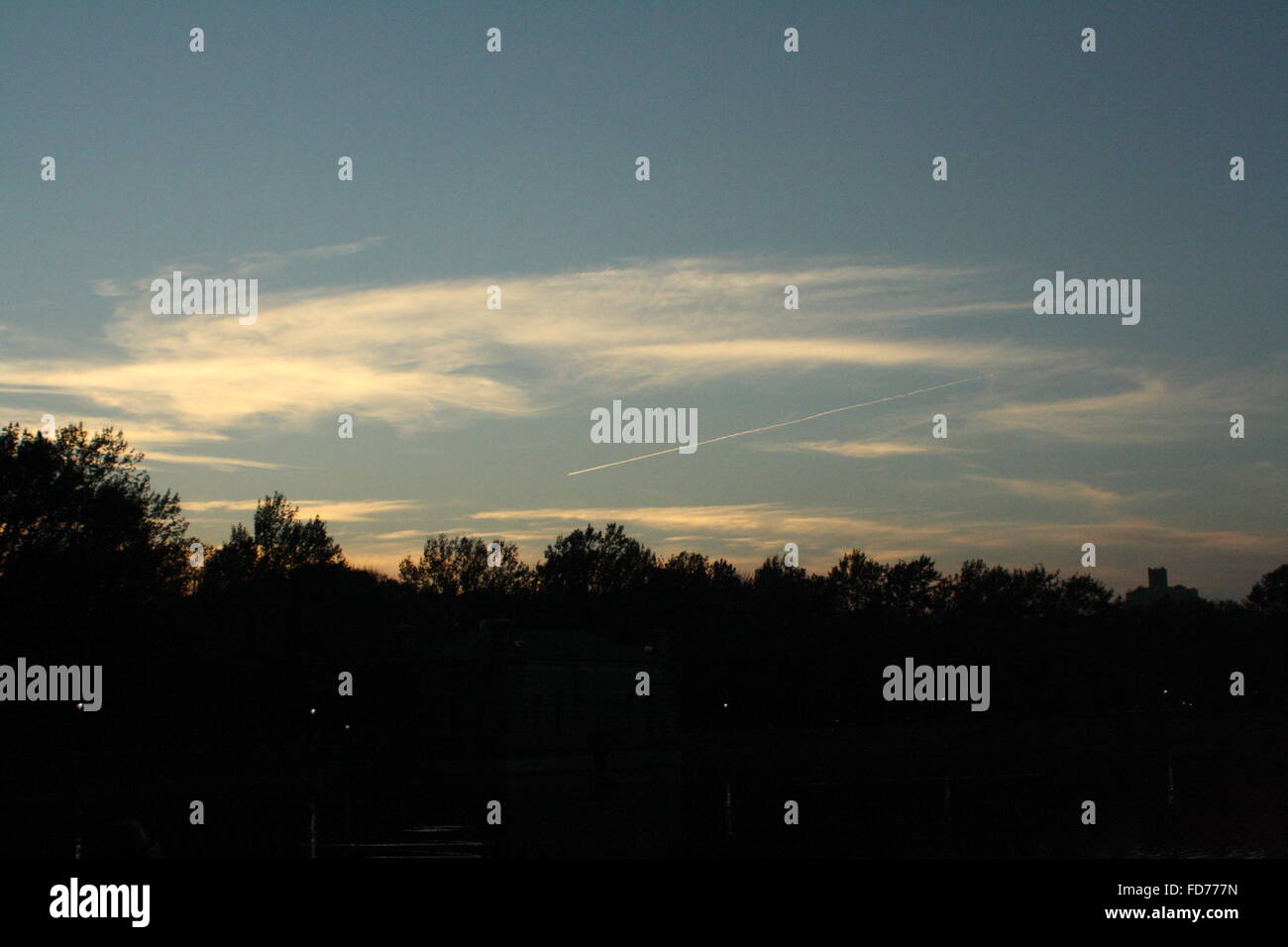 sunset over central park Stock Photo - Alamy