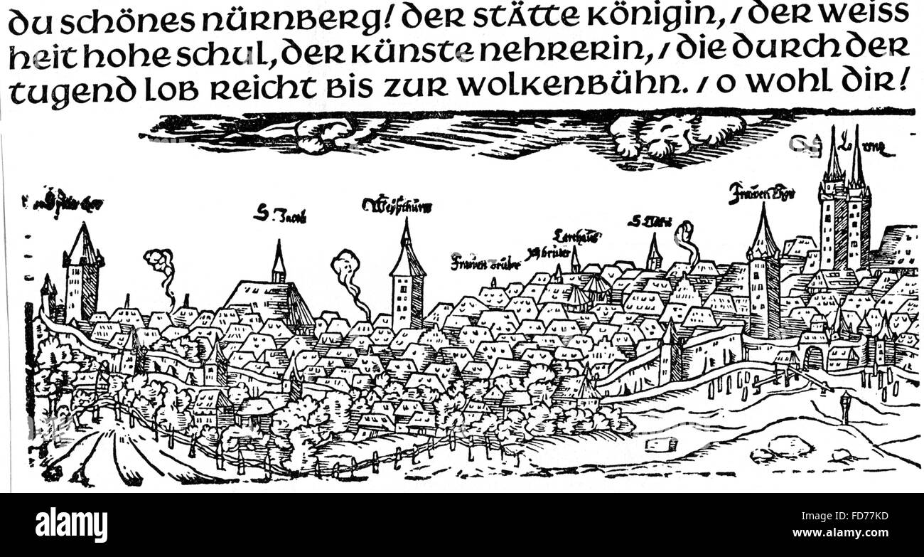 Historic townscape of Nuremberg circa 1500 Stock Photo - Alamy