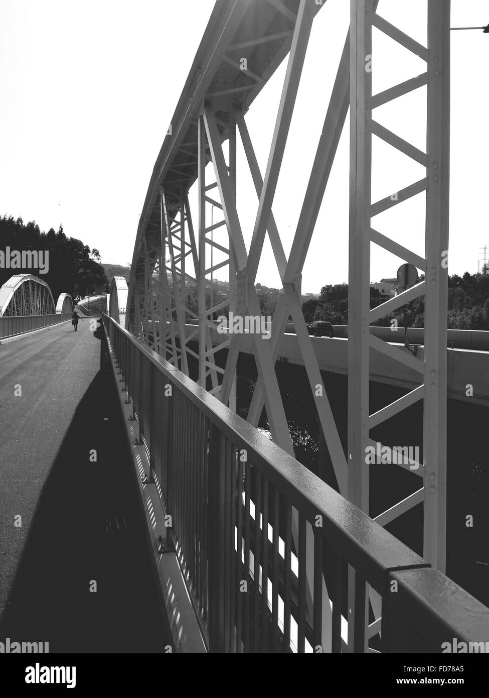 Pedestrian bridge walkway Black and White Stock Photos & Images - Alamy