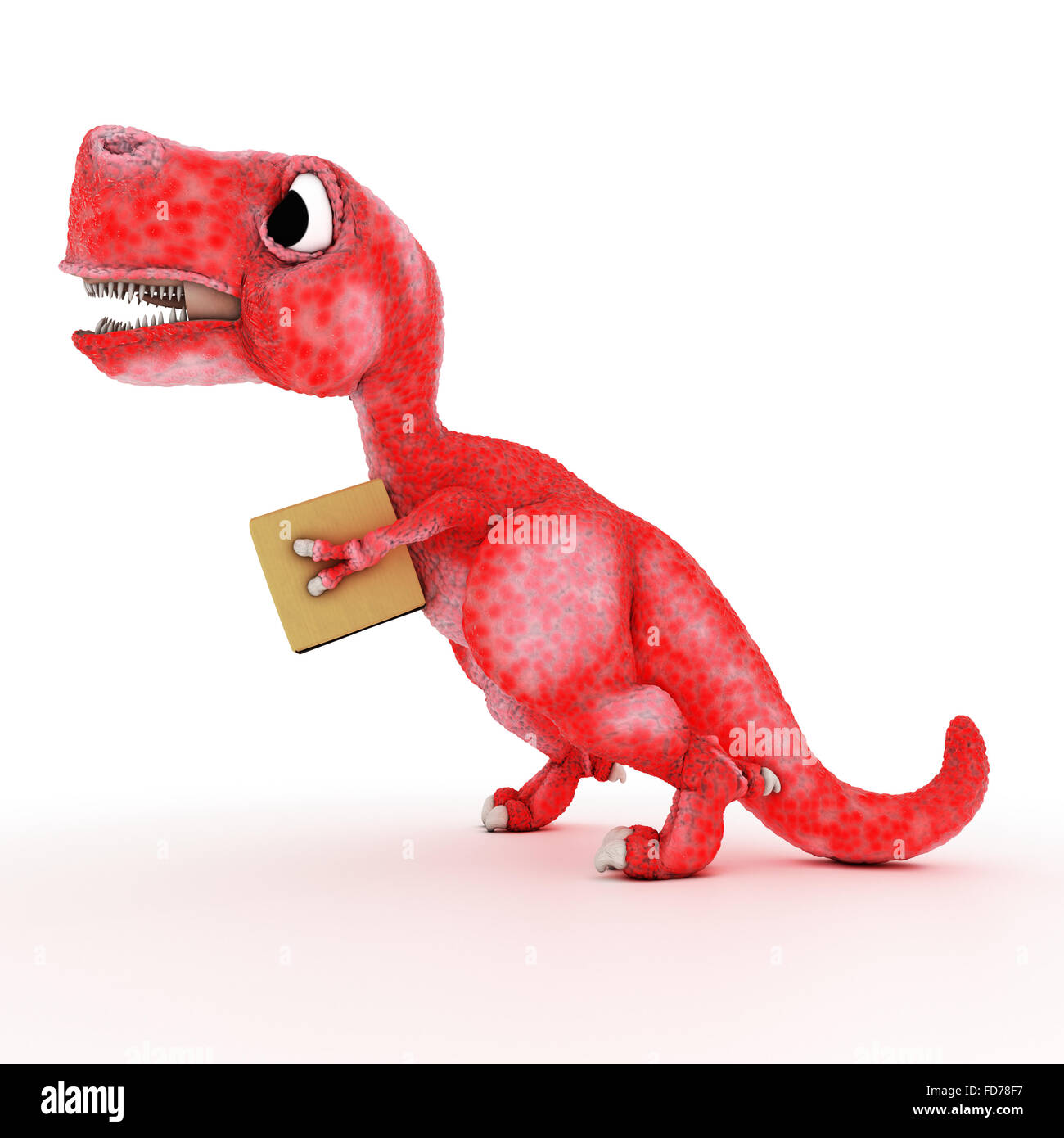 3D Render of Friendly Cartoon Dinosaur with cardboard box Stock Photo ...