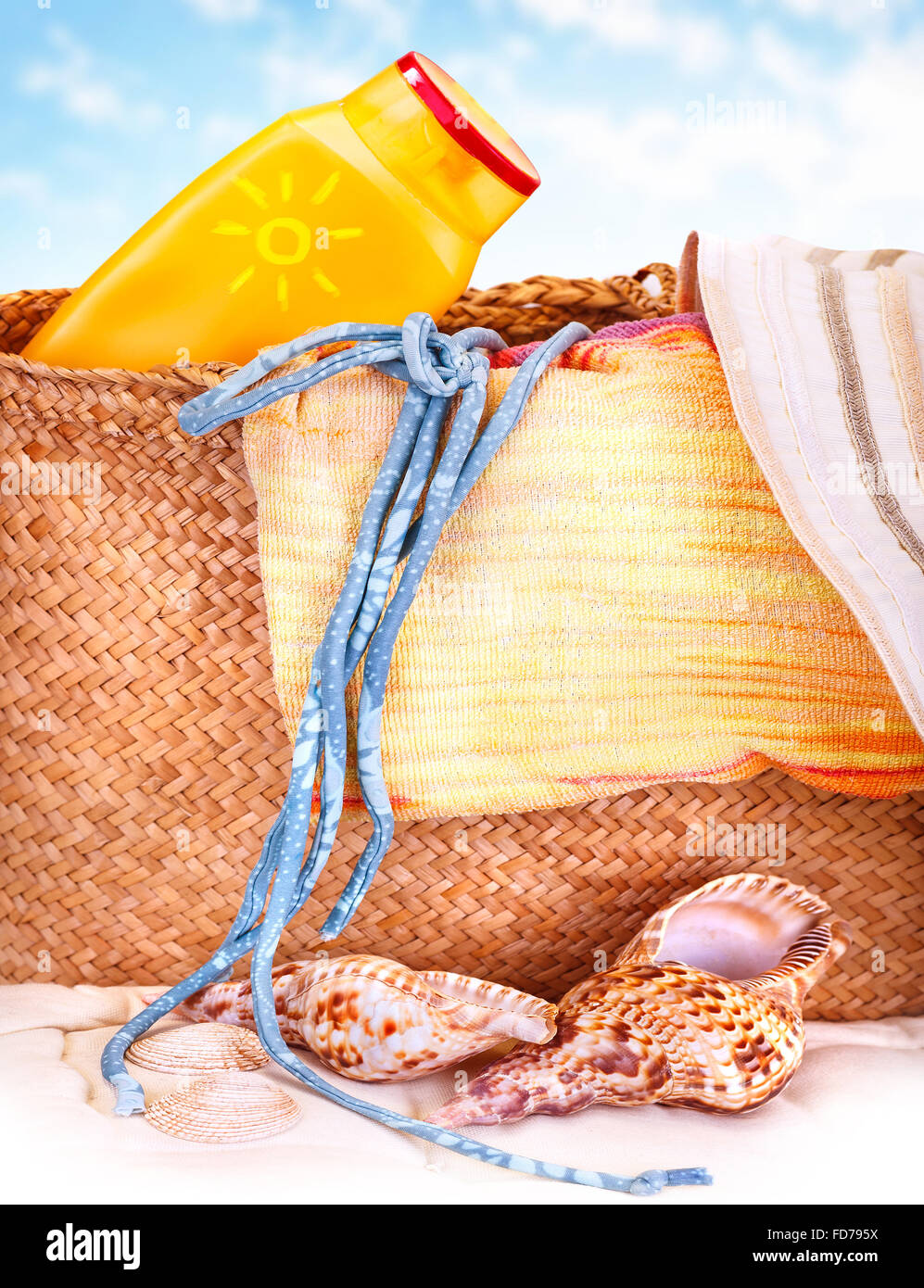 Beach items palm branch conceptual hi-res stock photography and images ...