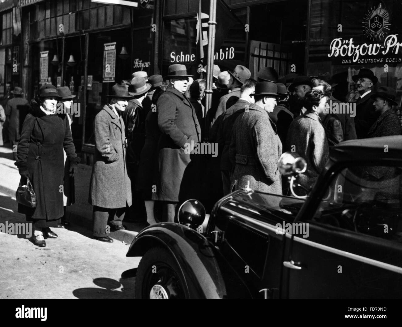People of Berlin listen to the proclamation of the Fuehrer, 1938 Stock ...