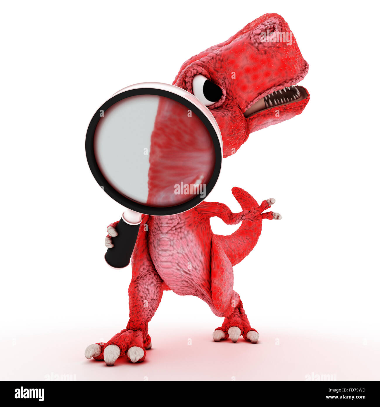 3DS Render of Friendly Cartoon Dinosaur with magnifying glass Stock ...