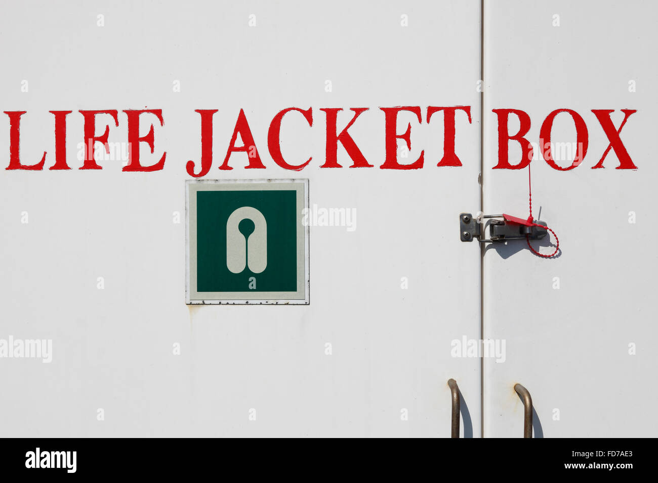 Life Jacket Box on a passenger ship Stock Photo - Alamy