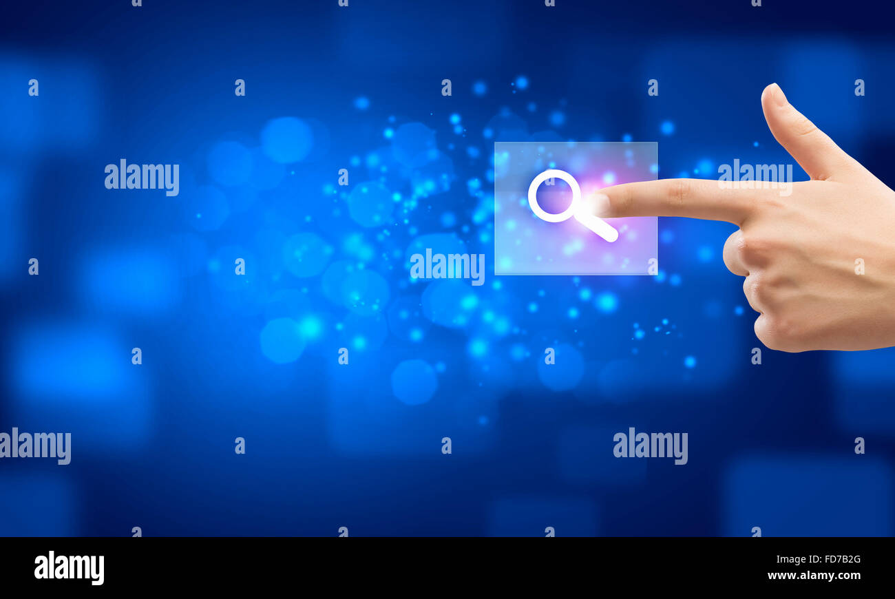 Finger pushing search button hi-res stock photography and images - Alamy