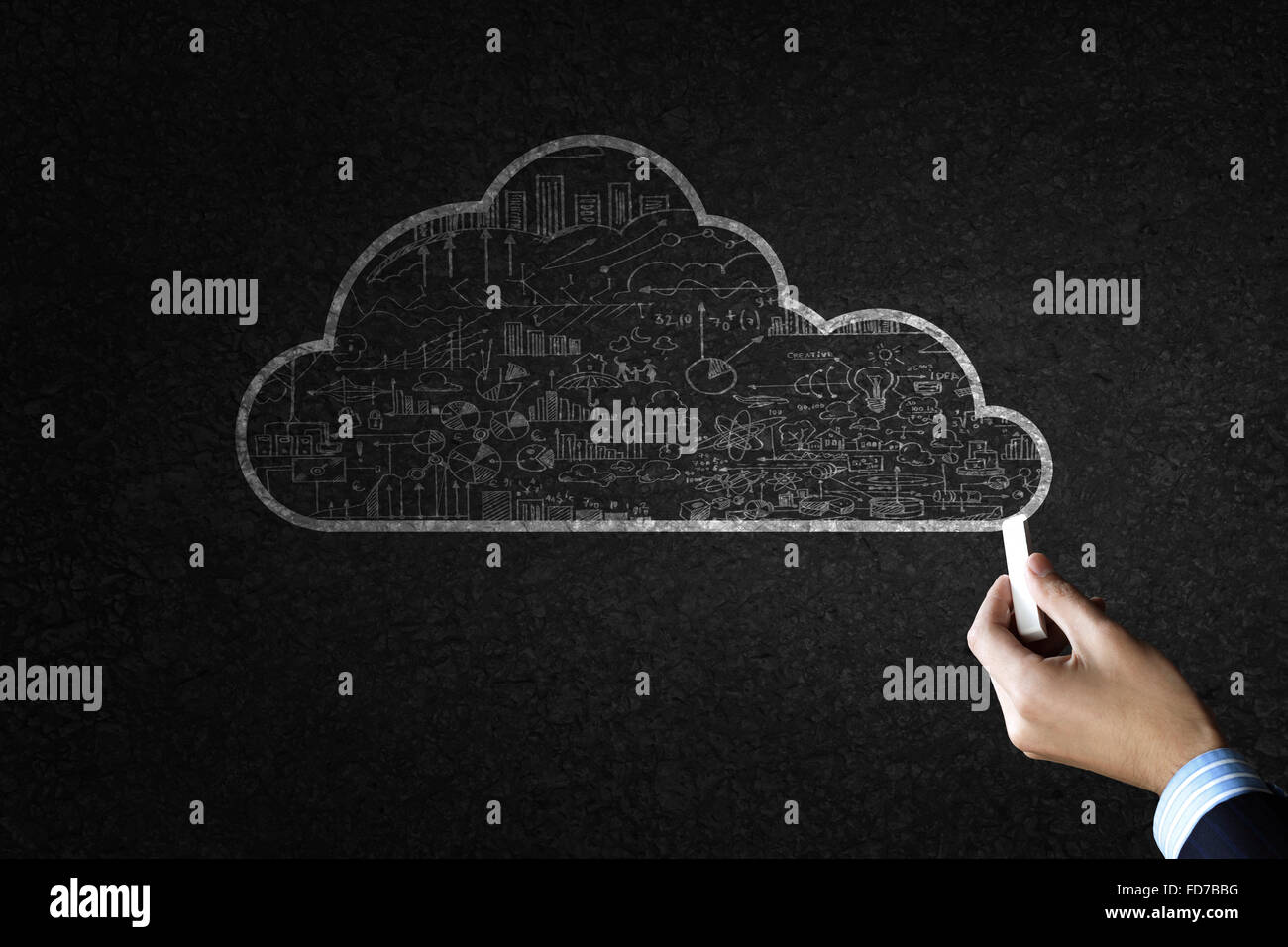 Close up of hand drawing cloud computing concept with chalk Stock Photo ...