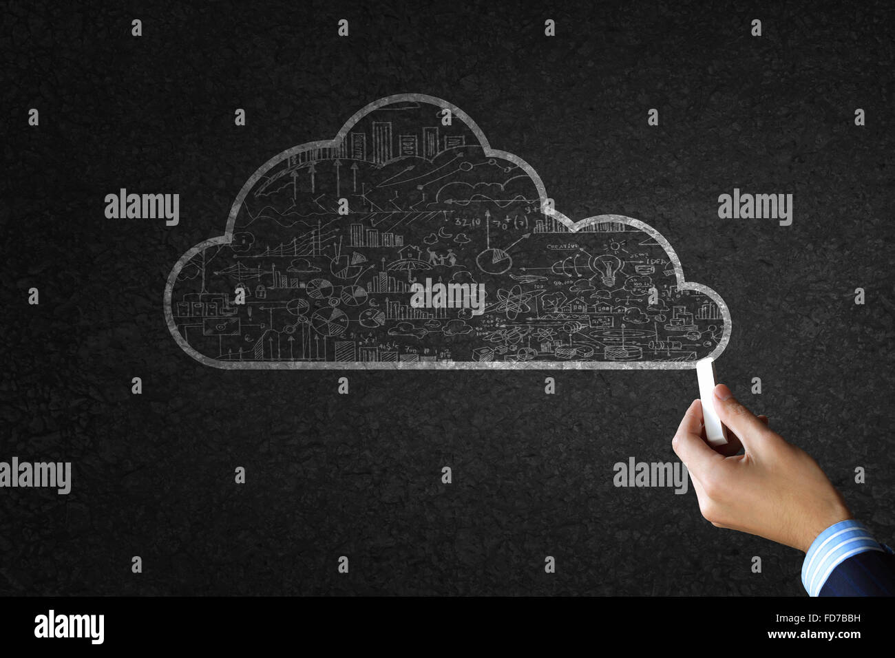 Close up of hand drawing cloud computing concept with chalk Stock Photo - Alamy